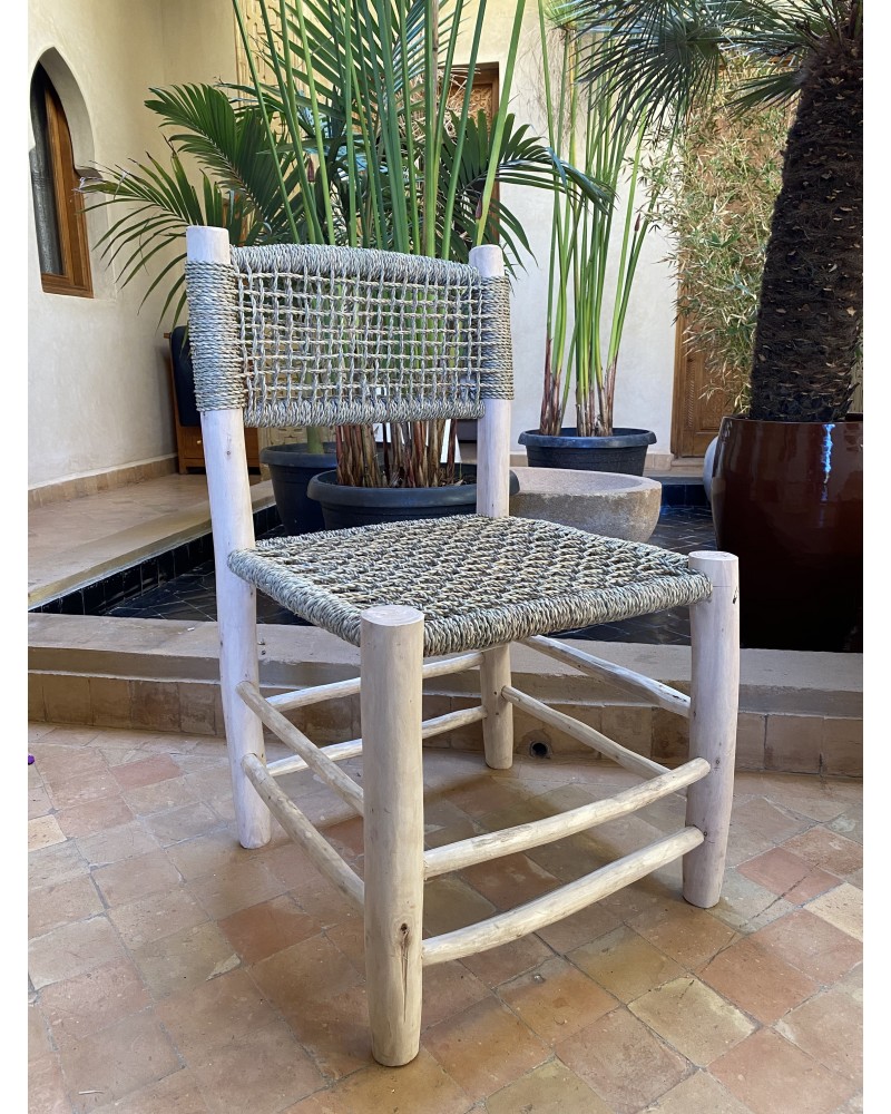 Chaise en doum tressée structure bois Artisanat Maroc | Marrakech deco